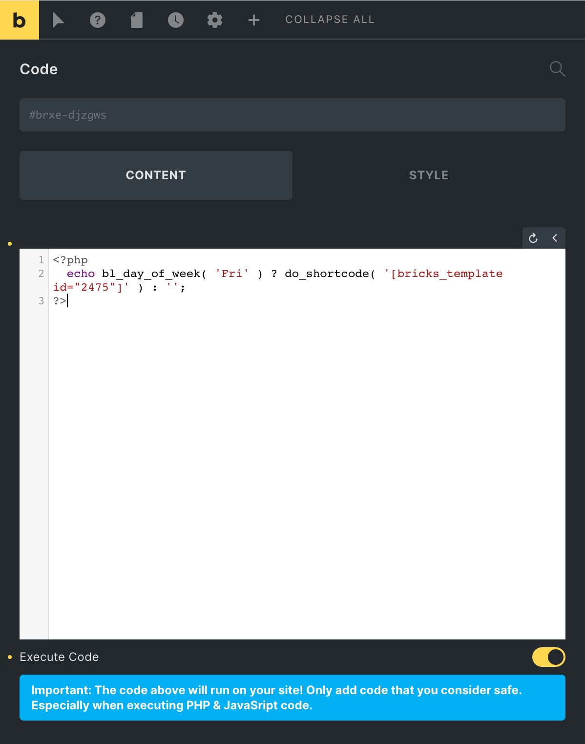 Day of Week Condition in Bricks - BricksLabs