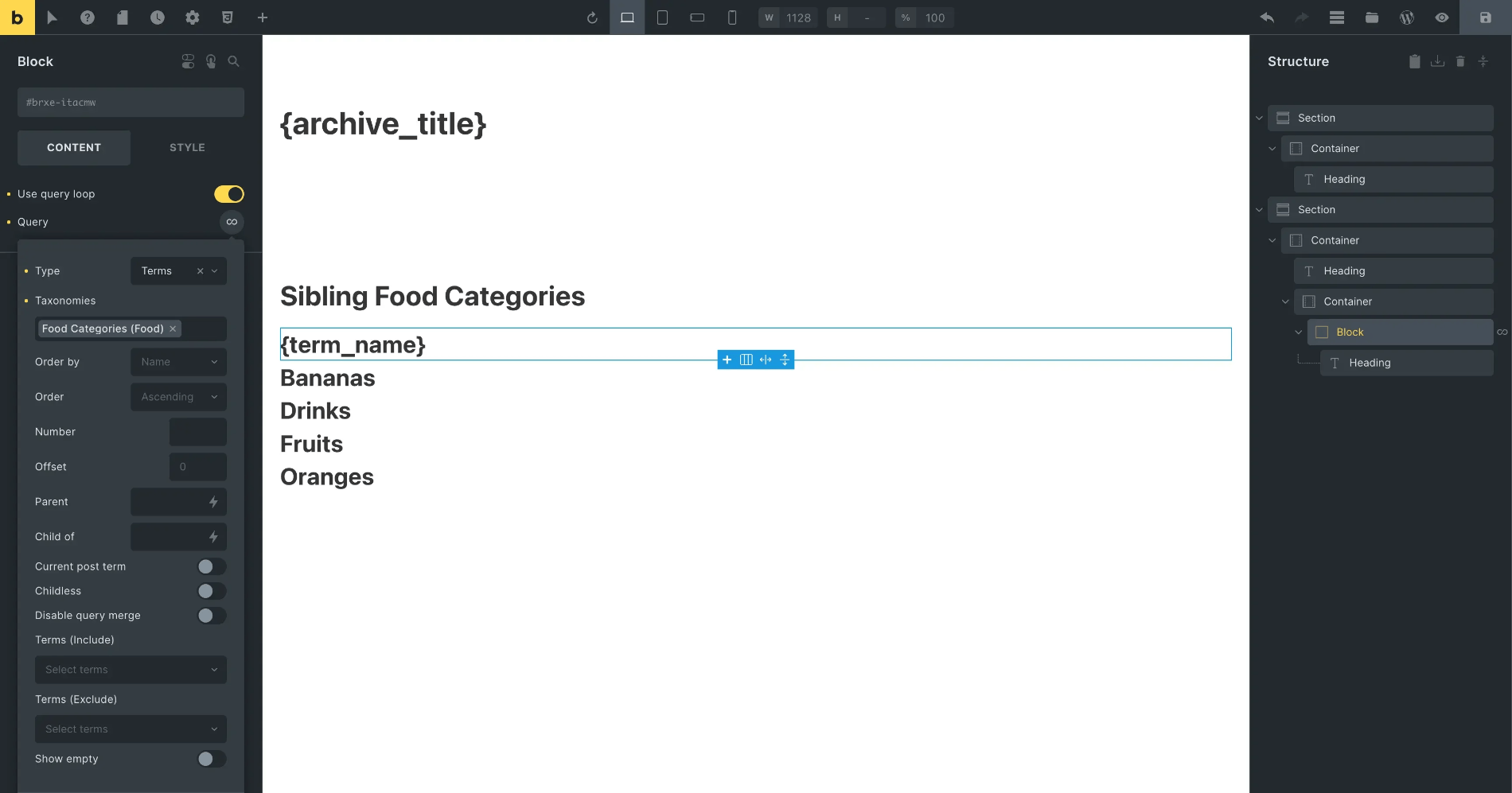 Sibling Terms Bricks Query Loop - BricksLabs