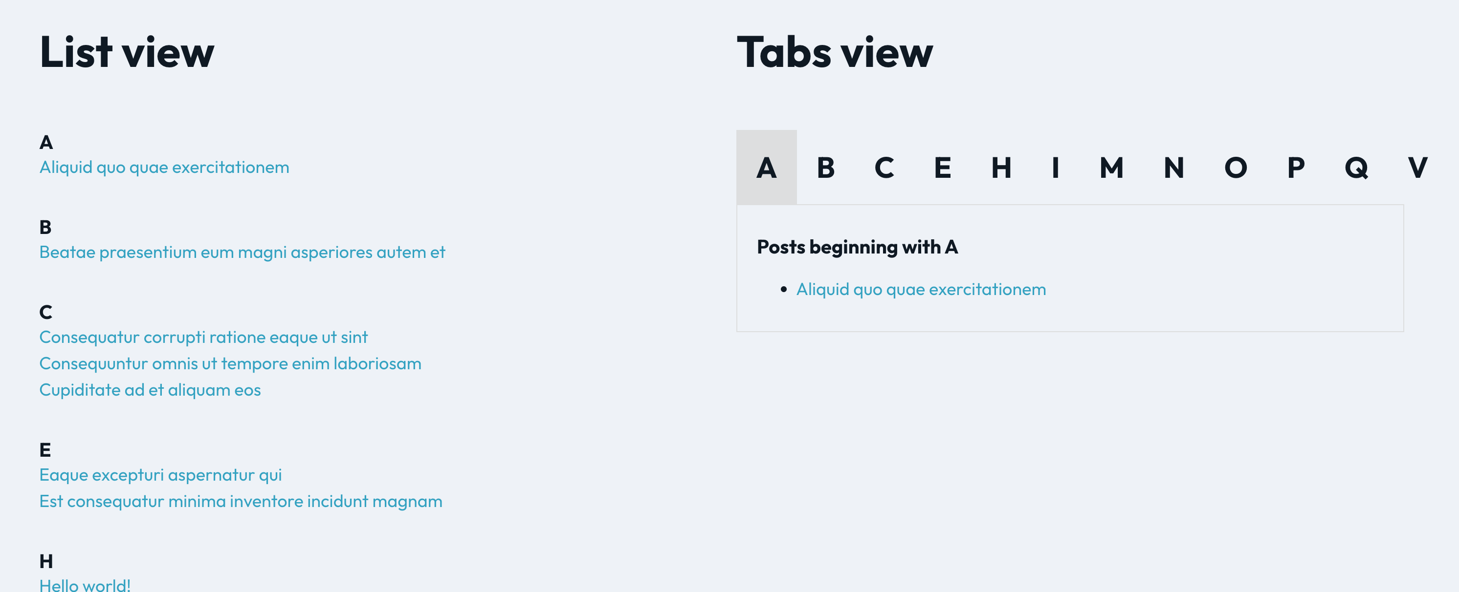 Alphabetical Glossary Query Loop in Bricks - BricksLabs