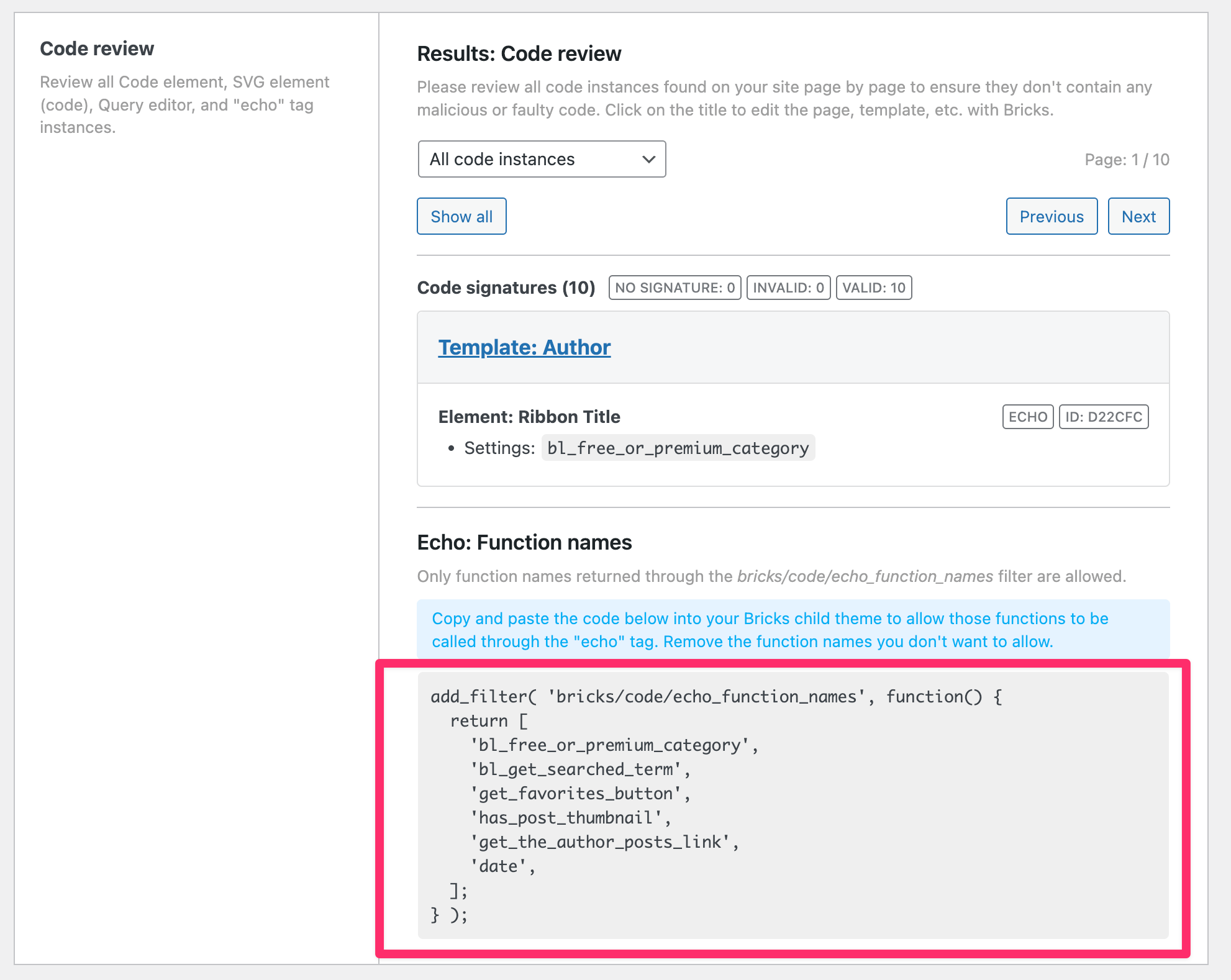 Whitelisting echo functions in Bricks 1.9.7 and above - BricksLabs